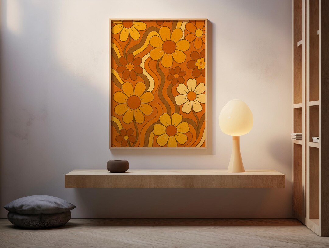 70s Retro Boho Floral Wall Art Print – Vintage 70s Flower Power Decor ...