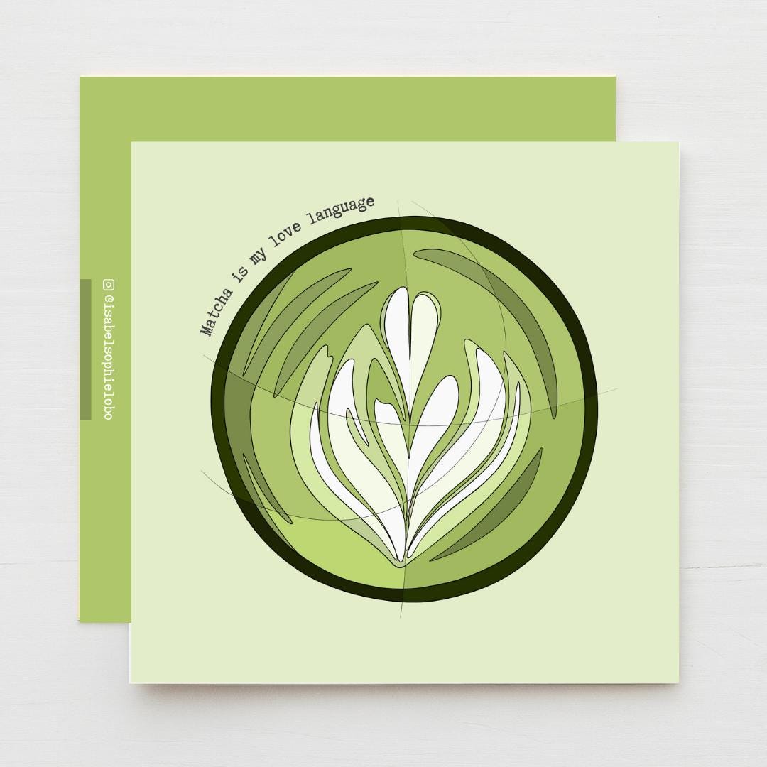 Matcha Latte Art Greeting Card – Matcha is My Love Language – Cute ...
