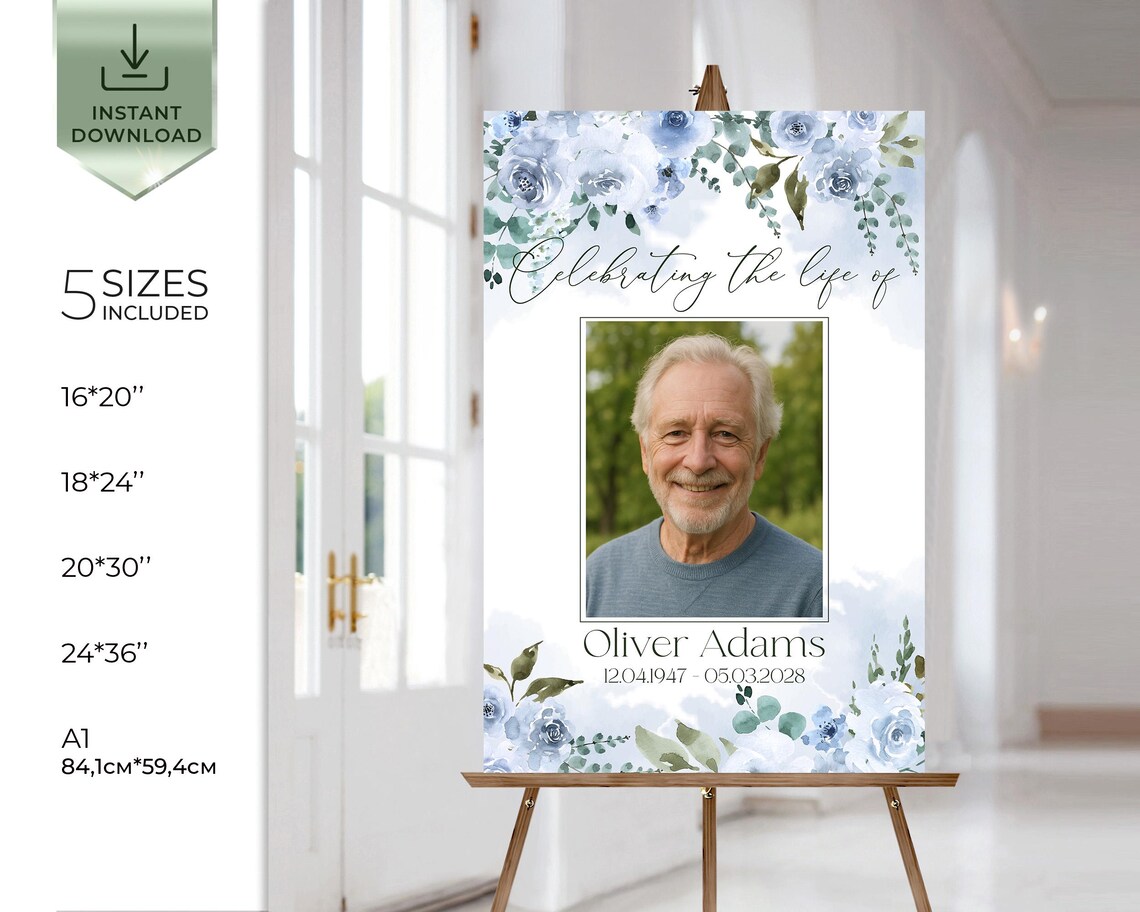 Floral Memorial Welcome Sign Template: Celebration of Life (digital ...
