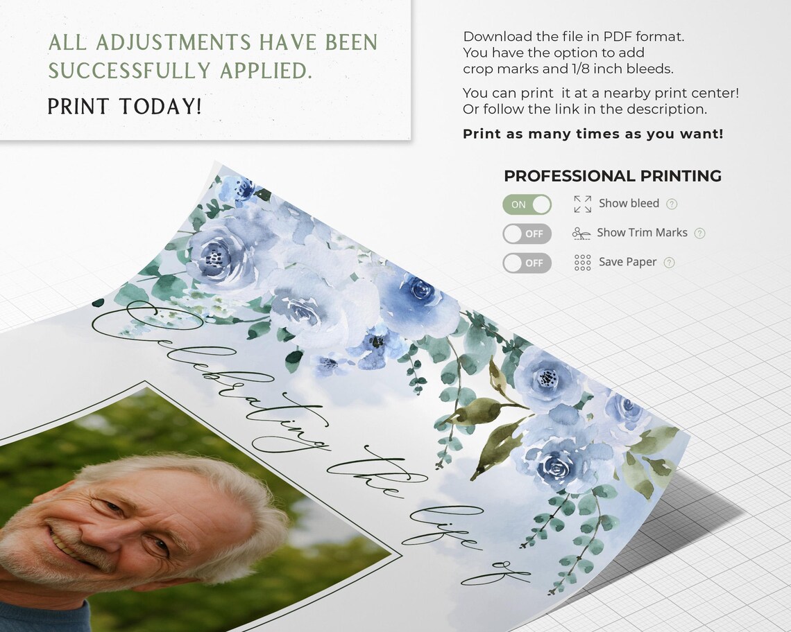 Floral Memorial Welcome Sign Template: Celebration of Life (digital ...