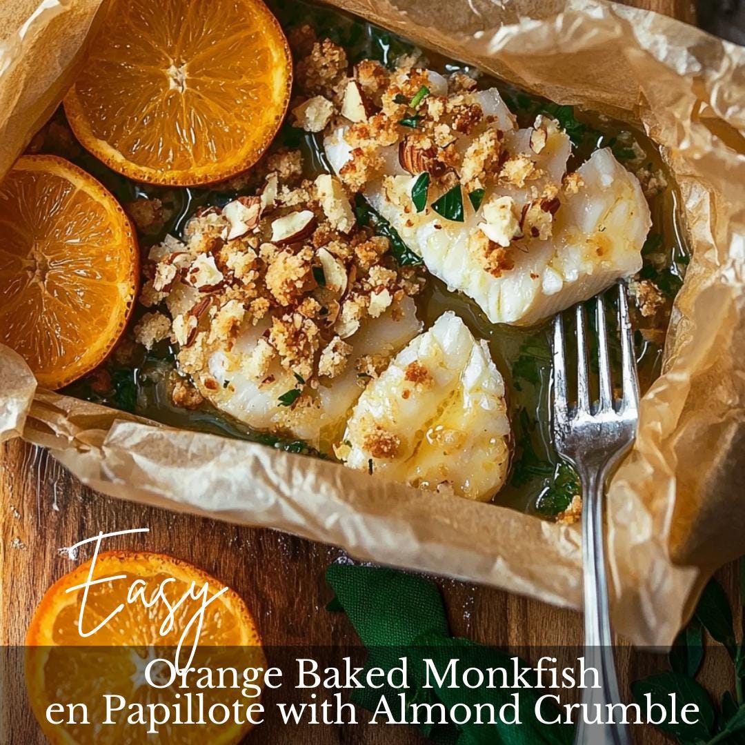 Best Monkfish En Papillote With Orange & Almond Crumble | Elegant Baked ...