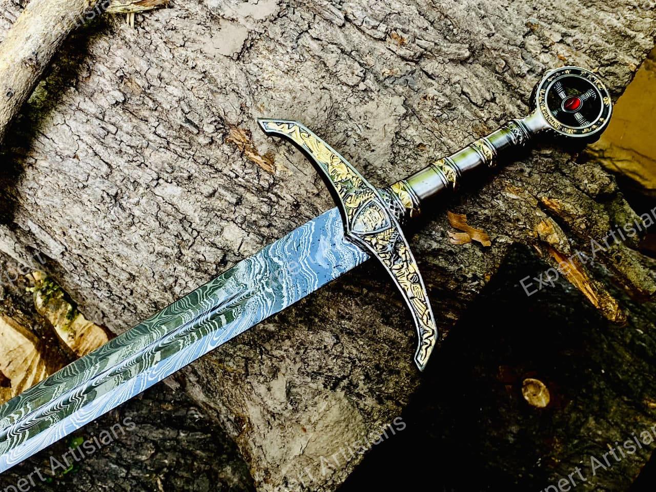 Hand Forged Damascus Steel Templar Sword, Medieval Viking Sword With ...