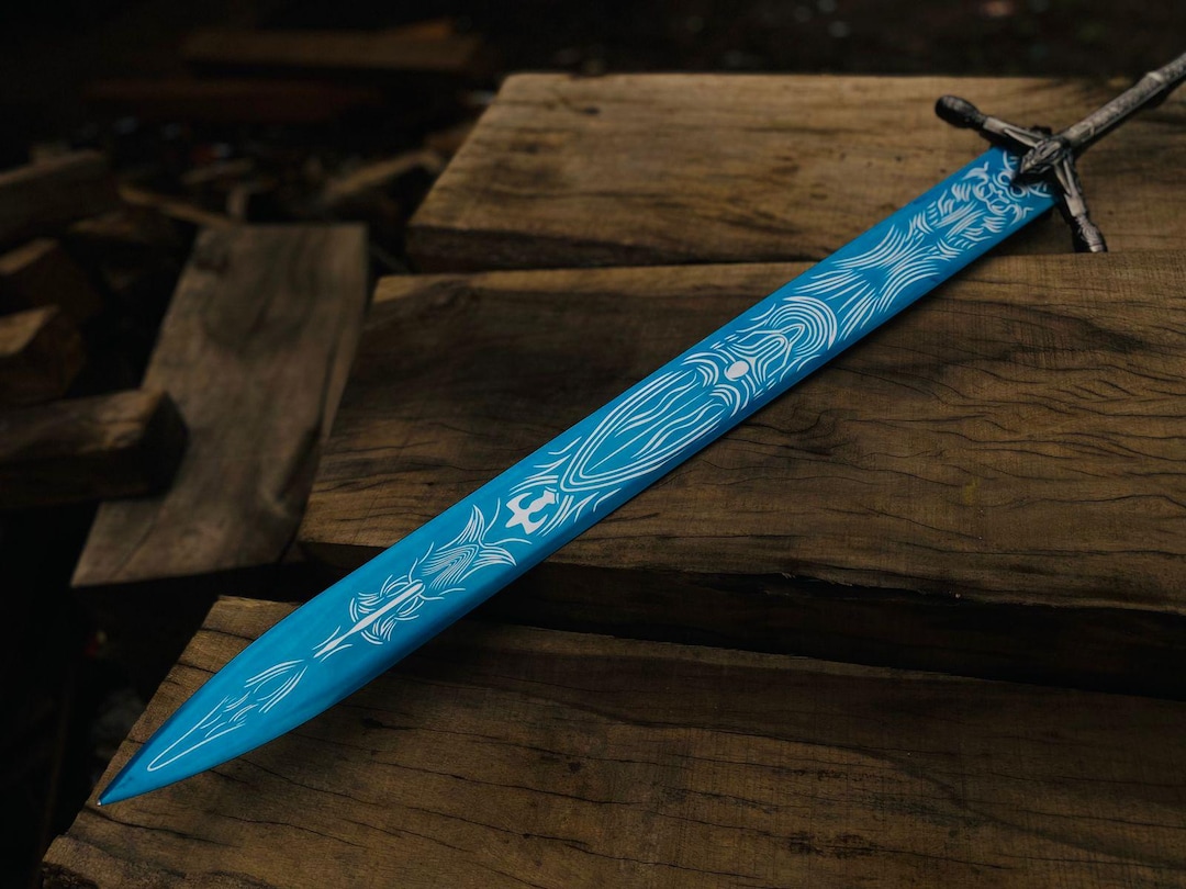 Holy Moonlight Sword Blue Blade Metal Replica, Bloodborn Hand Forging ...