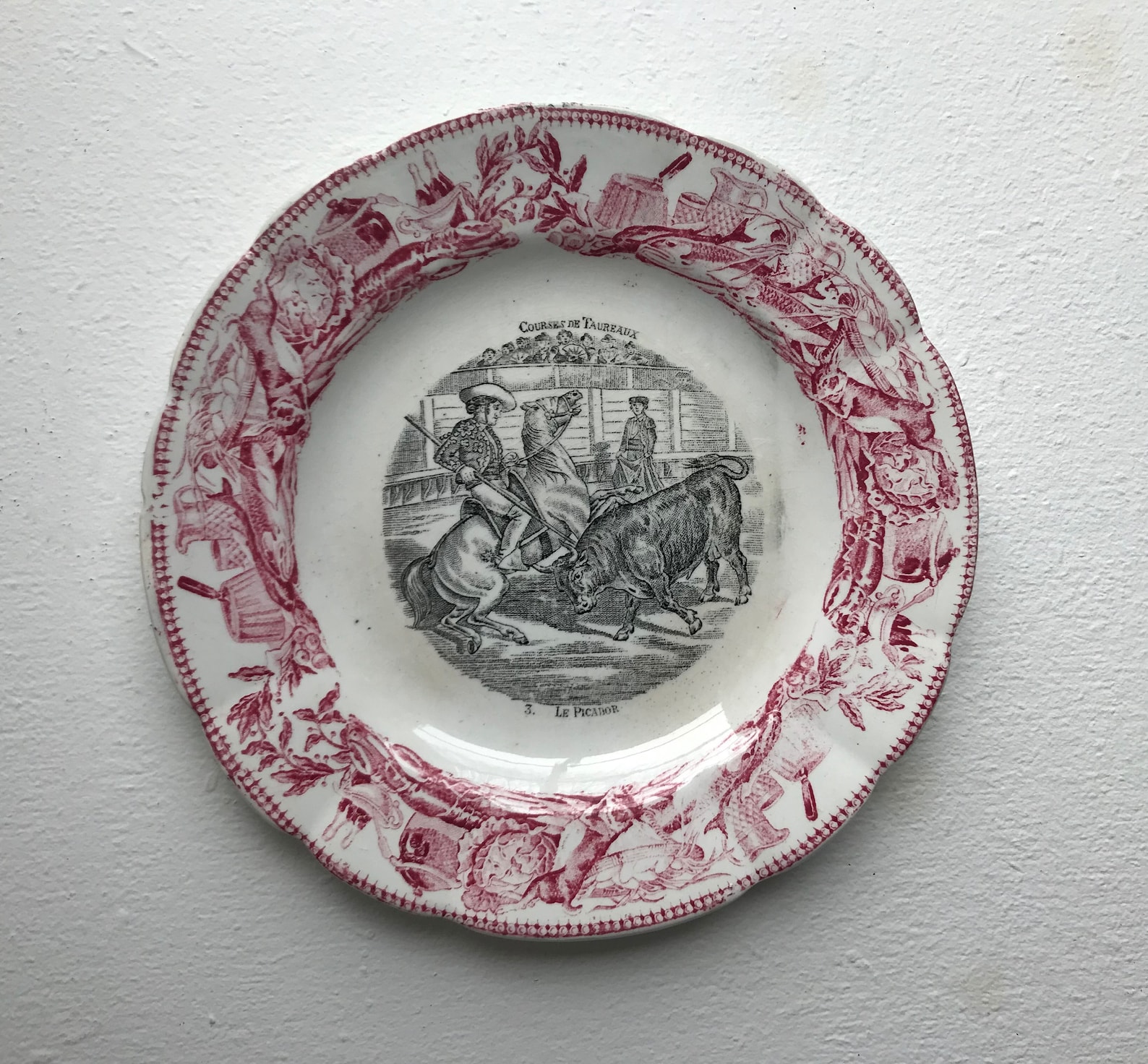 Antique French Talking Plates . Lebacqz & Bouchart . Matador . - Etsy