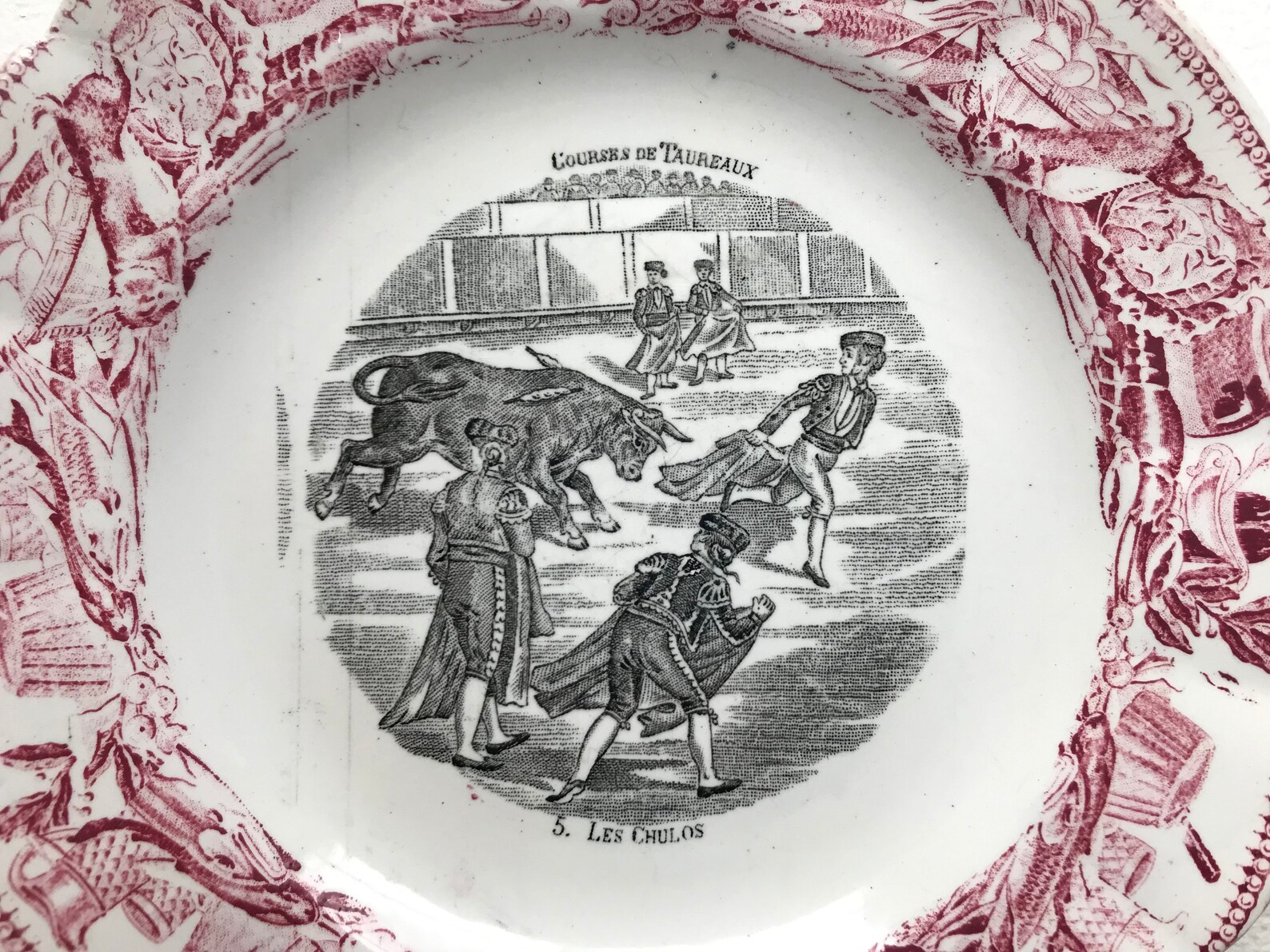 Antique French Talking Plates . Lebacqz & Bouchart . Matador . - Etsy