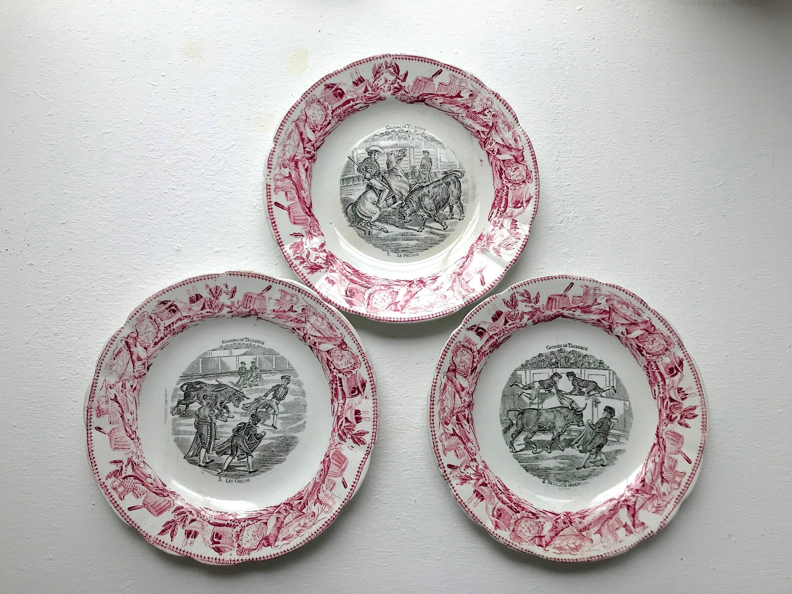 Antique French Talking Plates . Lebacqz & Bouchart . Matador . - Etsy