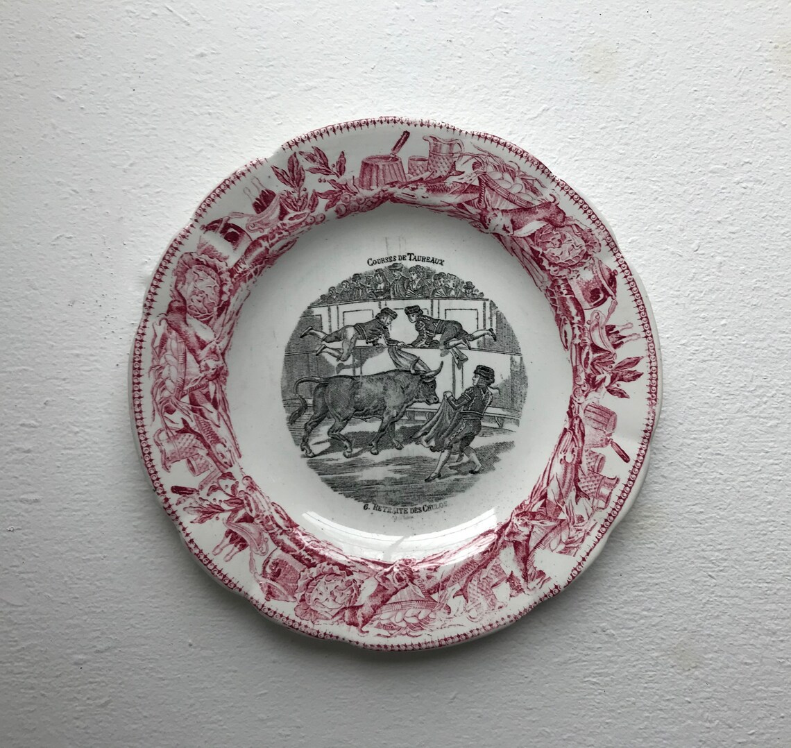 Antique French Talking Plates . Lebacqz & Bouchart . Matador . - Etsy