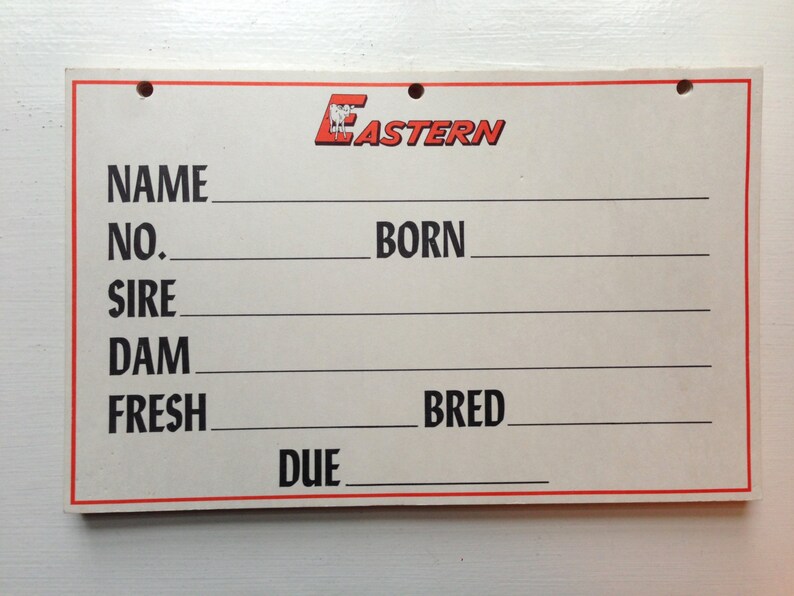 Farm Sign . Calf Breeding Record . Barn Sign . Stall Marker . - Etsy