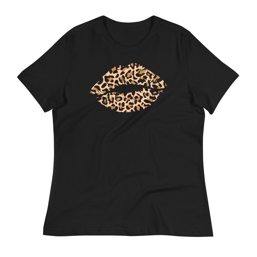 Leopard Print Lips on Women's Relaxed Fitted T-shirt Bella - Etsy