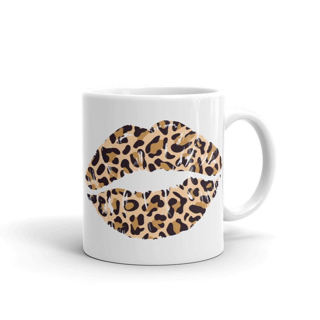 Leopard Print Lips on Coffee Tea Mug White Glossy Mug FREE - Etsy