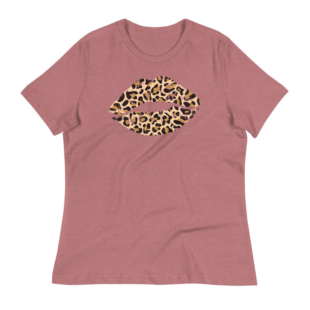 Leopard Print Lips on Women's Relaxed Fitted T-shirt Bella - Etsy
