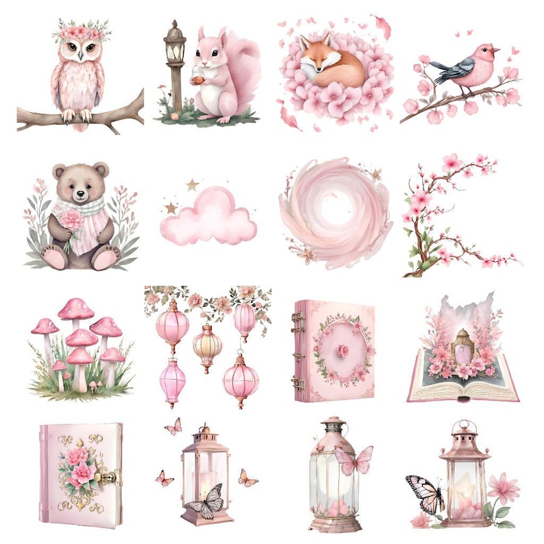 Watercolor Pink Fairy Clipart Bundle – 60 Pngs for Sublimation ...