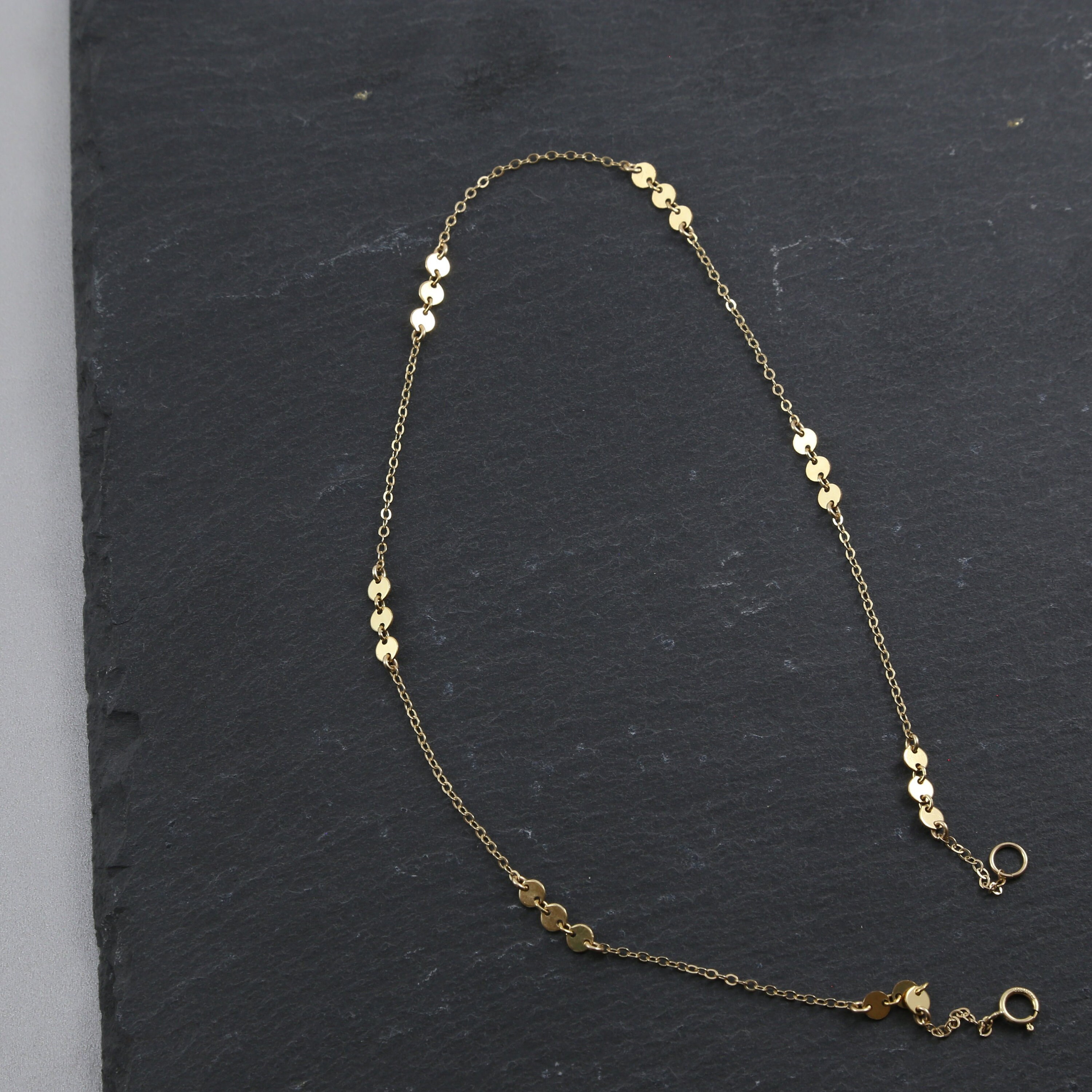 Dainty Minimal Circle Coin Disc Chain Choker Necklace 14K Gold | Etsy