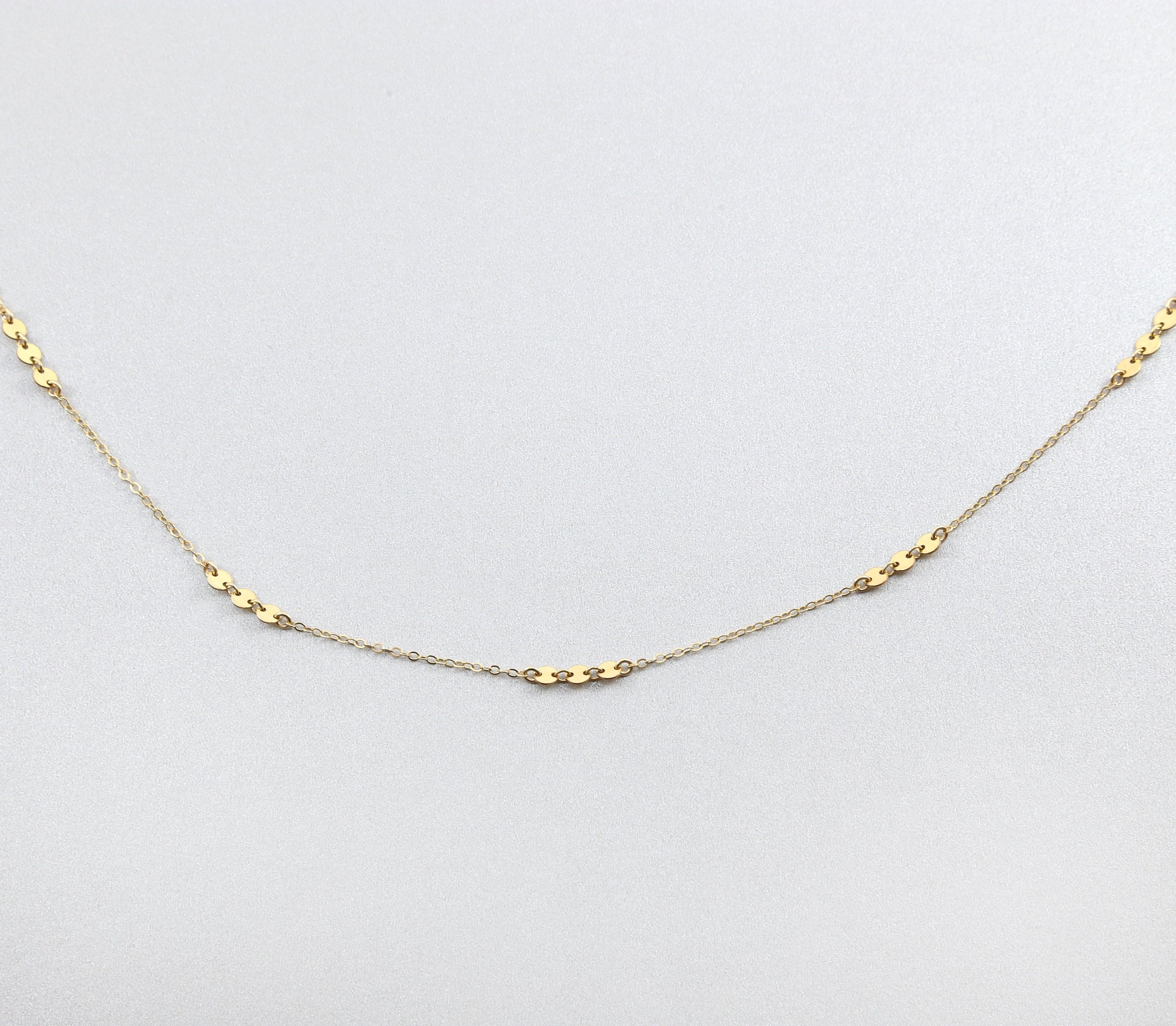 Dainty Minimal Circle Coin Disc Chain Choker Necklace 14K Gold | Etsy