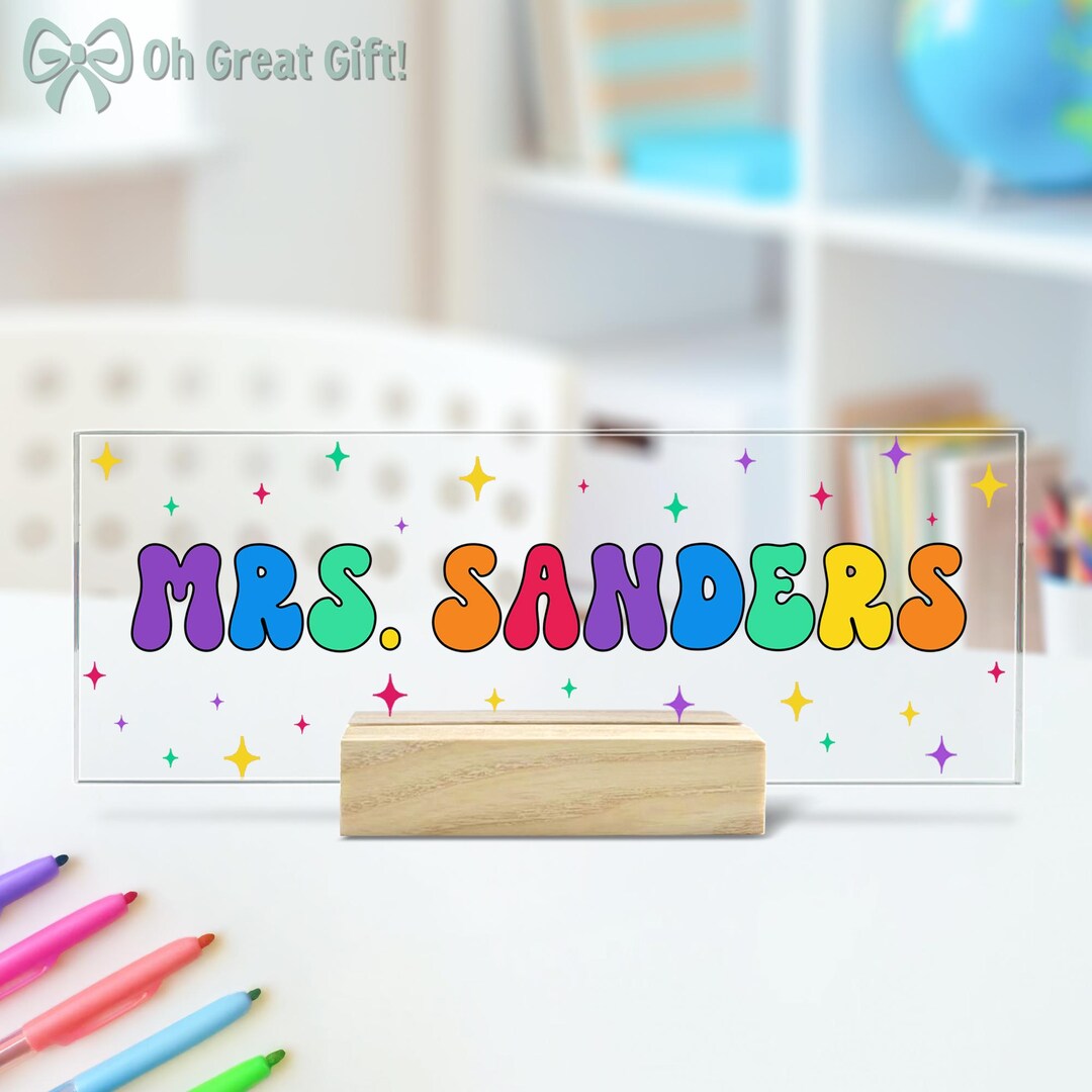 Personalized Name Acrylic Desk Sign, Custom Desk Sign for Teacher, Back ...