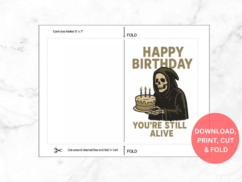 Grim Reaper Birthday Card – Dark Humour Printable | Funny Morbid ...