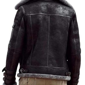 Men's RAF Aviator Real Leather Jacket Coat Bomber B3 Sheep Skin Pilot ...