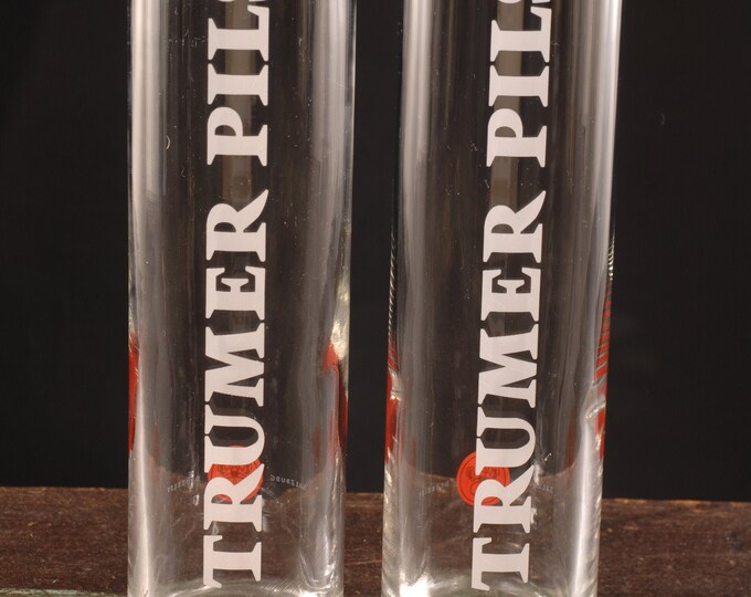 Trumer Pils Pint Tall Beer Glasses - Set of 2 - Vintage Glass ...
