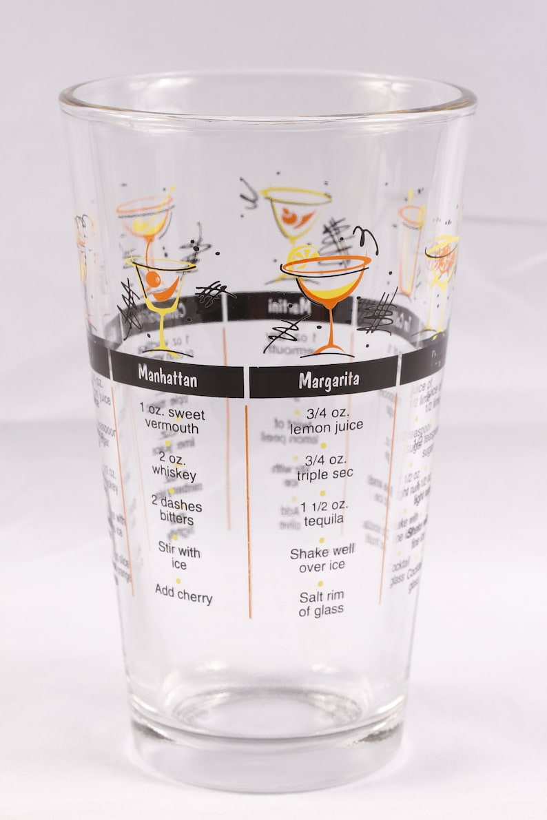 Libbey Retro-look Cocktail Recipe Bar Glasses - Set of 2 - Vintage ...