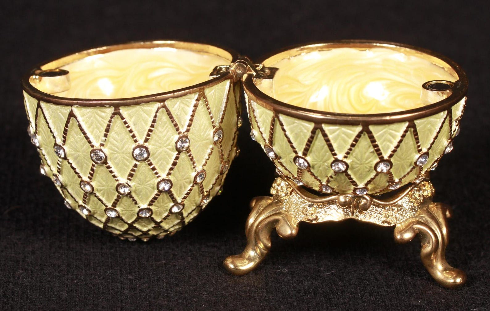 Alaster Enamels White Enamel Gold Embellished Egg - Vintage Metal ...