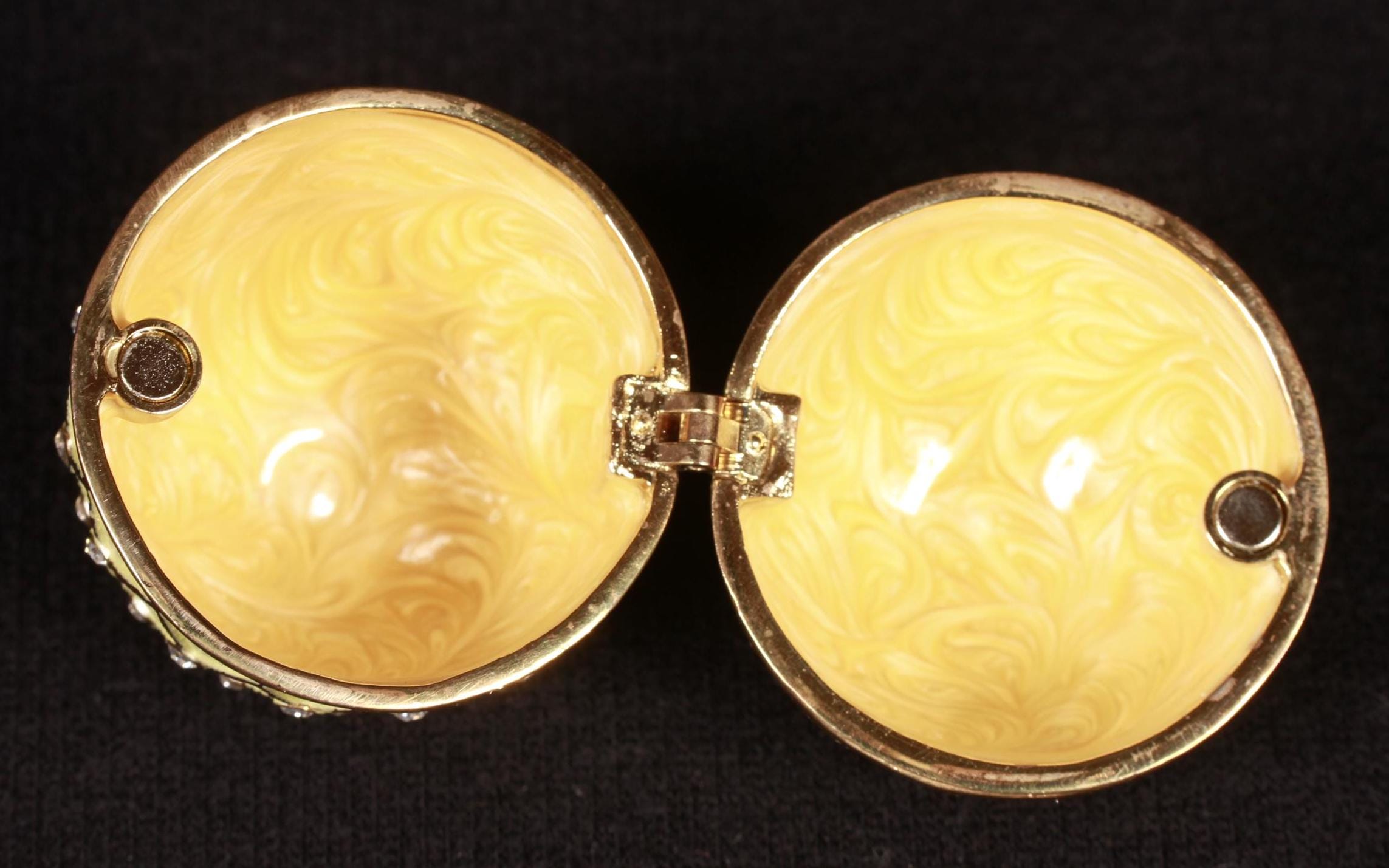 Alaster Enamels White Enamel Gold Embellished Egg - Vintage Metal ...