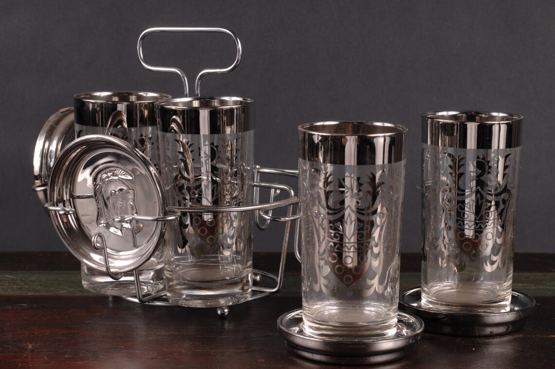 Vitreon Queens Kimiko Lusterware Bar Cocktail Set - Set of 4 - Vintage ...