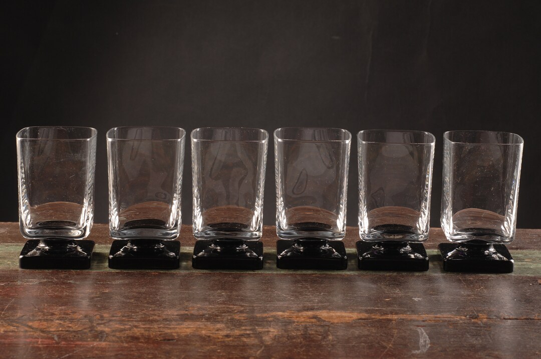 Square Black Pedestal Base Cocktail Glasses Set of 9 - Etsy