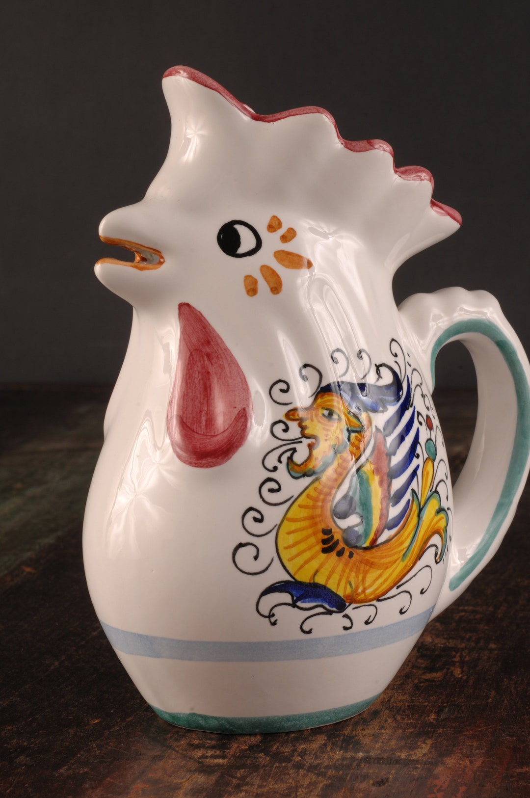 Deruta Rooster of Fortune Ceramic Pitcher Vintage Collectible Ceramic ...