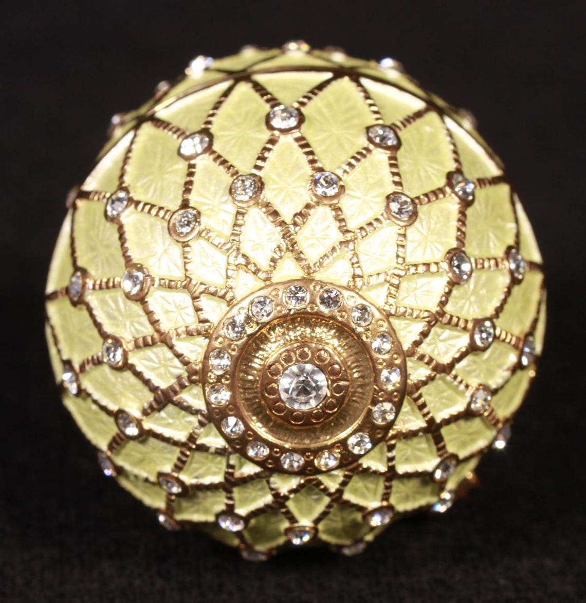 Alaster Enamels White Enamel Gold Embellished Egg - Vintage Metal ...