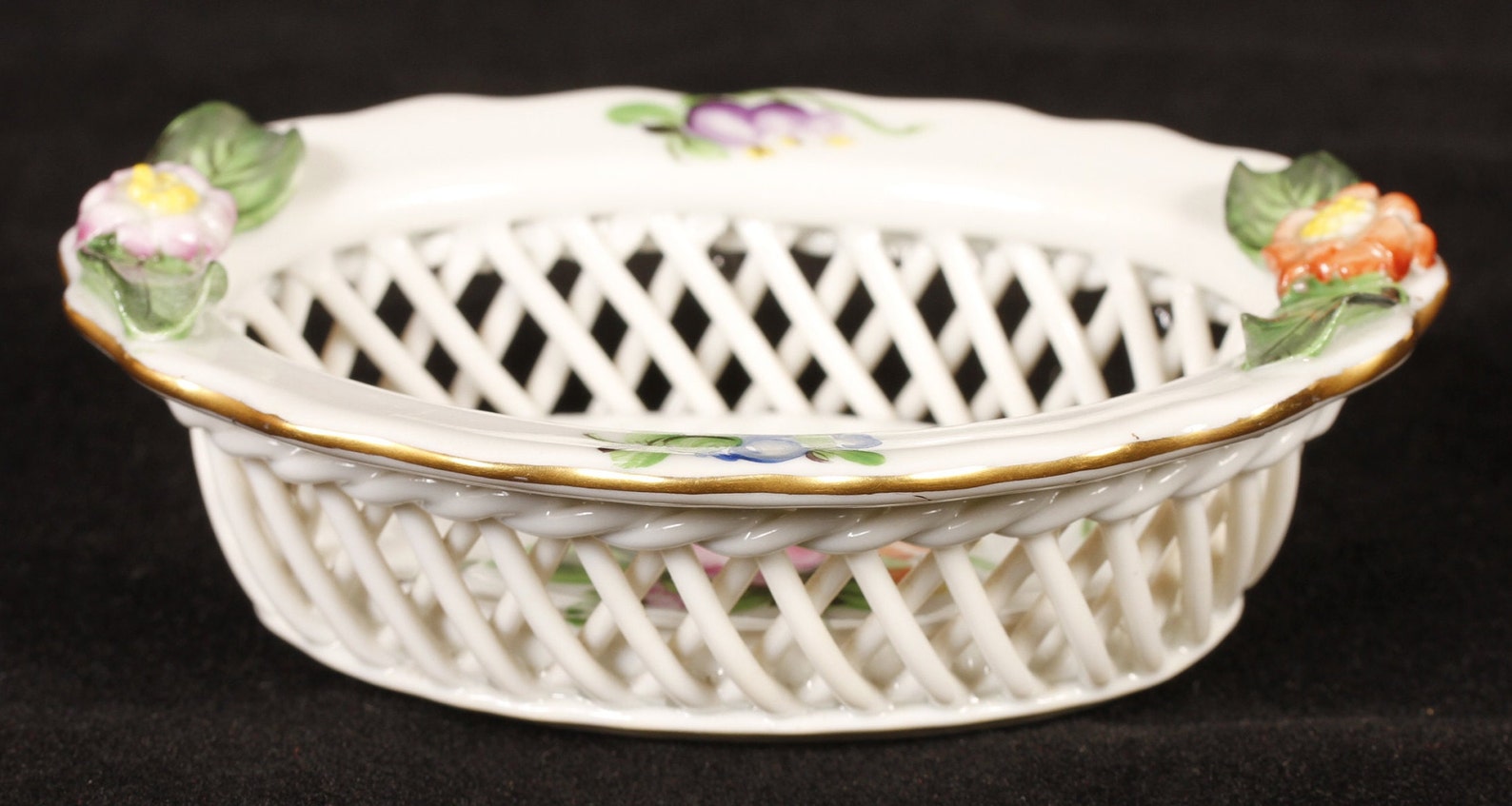 Herend Printemps Pattern Floral Oval Trinket Dish - Vintage Ceramic ...