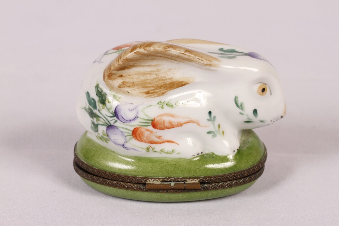 Limoges Rabbit Chamart France Trinket Box - Vintage Ceramic Collectible ...