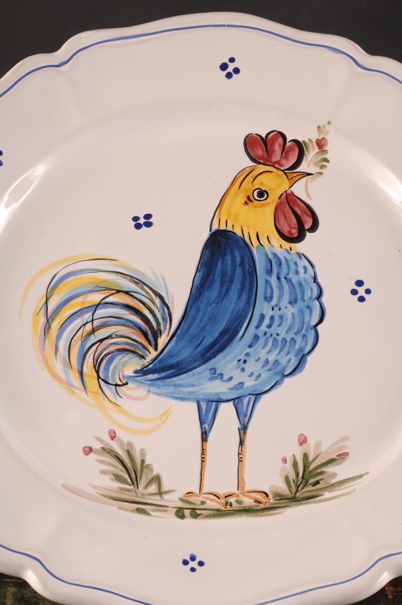 Deruta Ceramiche Blue Rooster Chop Plate Charger Vintage - Etsy
