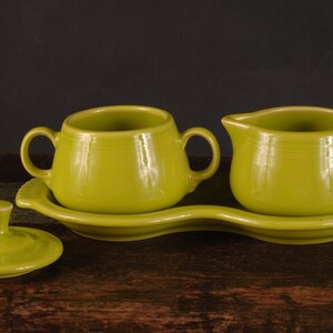 Fiesta Green Sugar Creamer Set With Tray Vintage Ceramic | Etsy