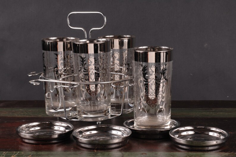 Vitreon Queens Kimiko Lusterware Bar Cocktail Set - Set of 4 - Vintage ...