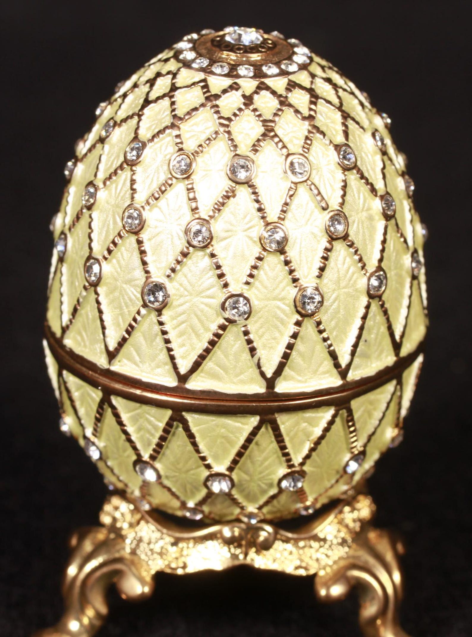Alaster Enamels White Enamel Gold Embellished Egg - Vintage Metal ...