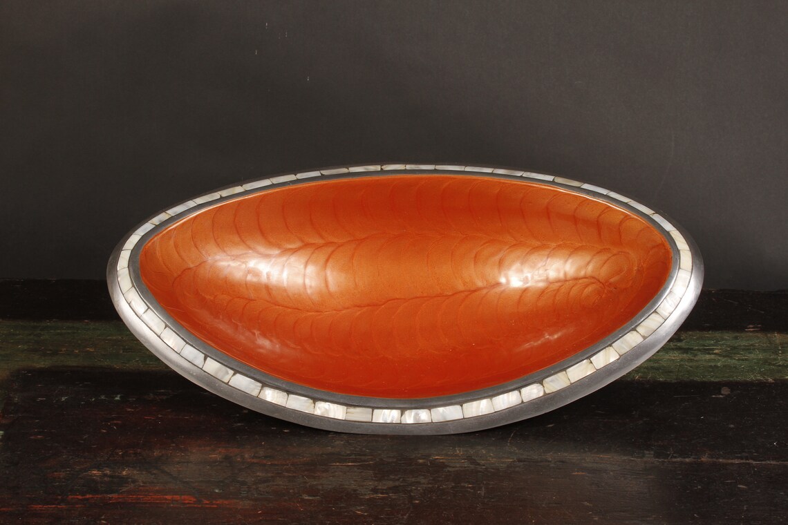 Julia Knight Oblong Aluminum Mother of Pearl Serving Bowl - Etsy