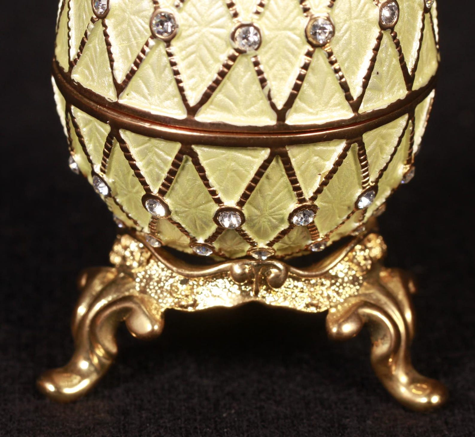 Alaster Enamels White Enamel Gold Embellished Egg - Vintage Metal ...