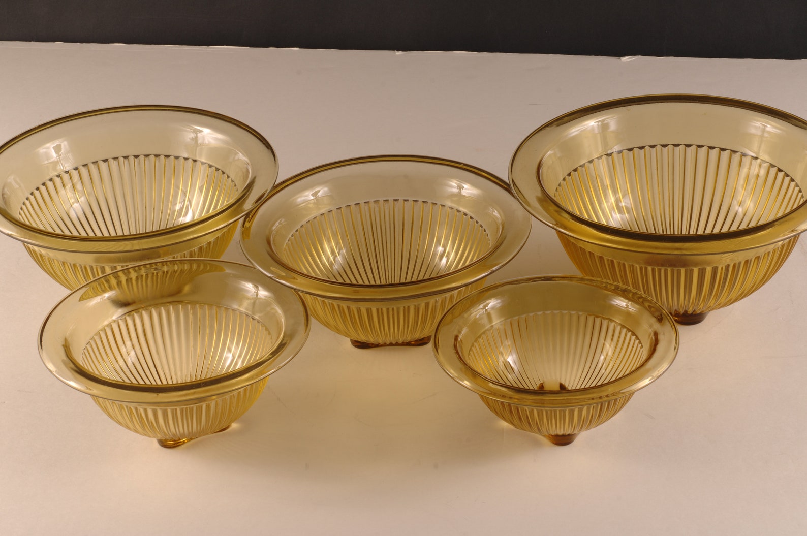 Golden Glo Federal Glass Depression Glass Nested Bowl Set | Etsy