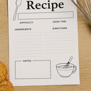 Printable Baking Recipe Card | Kitchen Recipe Template | Aesthetic ...