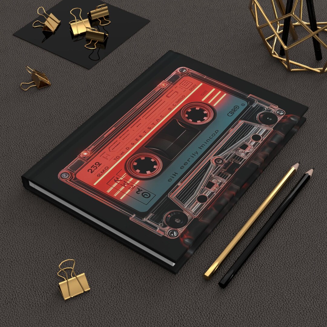 Retro Cassette Hardcover Journal, Vintage Music Log, Gift for Musicians ...