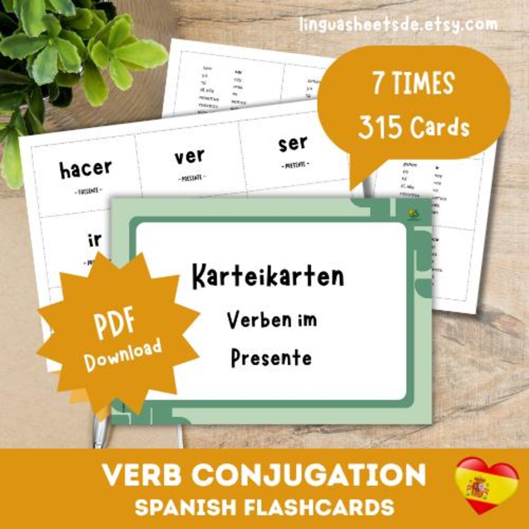 SPANISH Verb Conjugation - 315 Flashcards - COMPLETE Set - Etsy