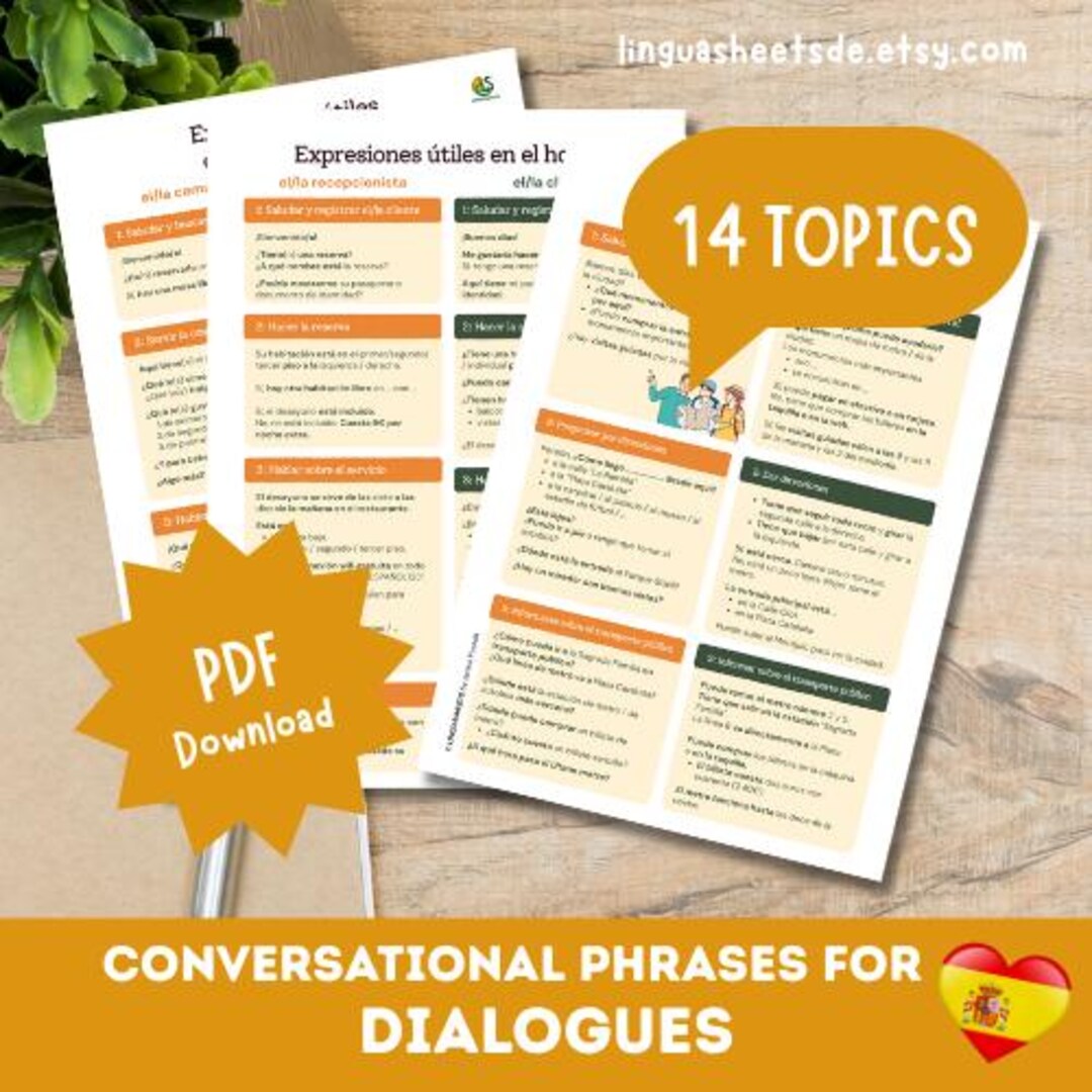 SPANISH Useful Phrases for Dialogues - COMLETE Set - Etsy