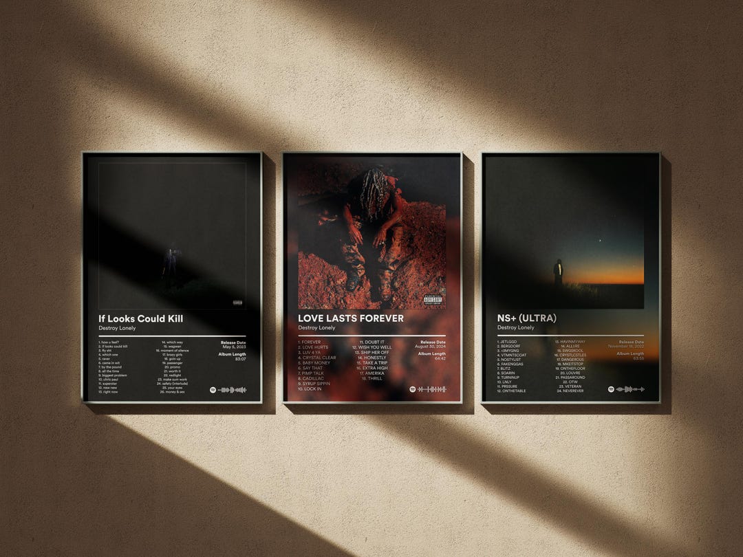 Destroy Lonely Poster 3 Pack - Minimal Digital Art Prints - Album Cover ...