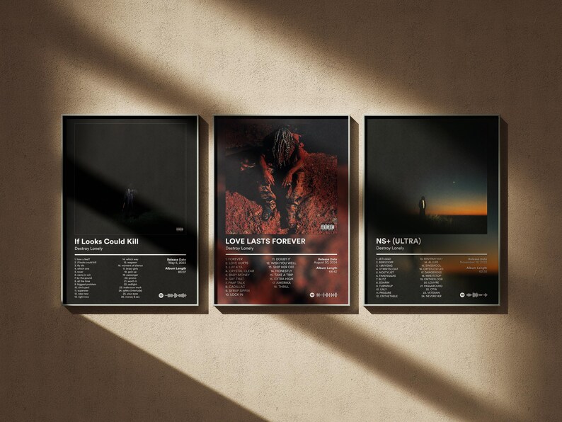 Destroy Lonely Poster 3 Pack - Minimal Digital Art Prints - Album Cover ...