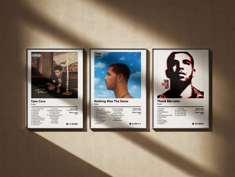 Drake Poster 5 Pack - Minimal Digital Art Prints - Album Cover Wall ...