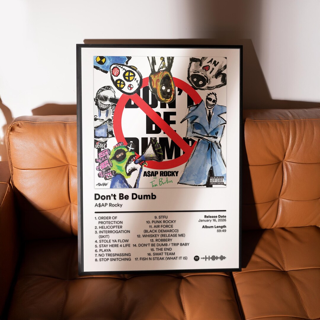 ASAP Rocky Don't Be Dumb Poster – FREE US and Eu Shipping – Album Cover ...
