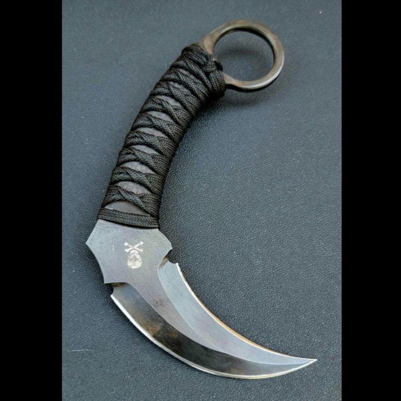D2 Steel Karambit Knife: Micarta Handle, Leather Sheath - Etsy