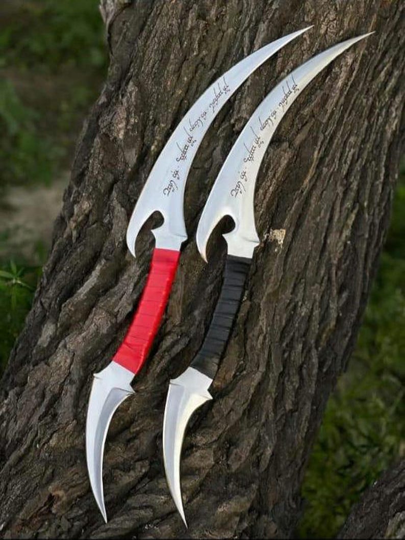 Handmade D2 Steel Elf Style Blades: Fantasy Daggers With Leather Wrap ...