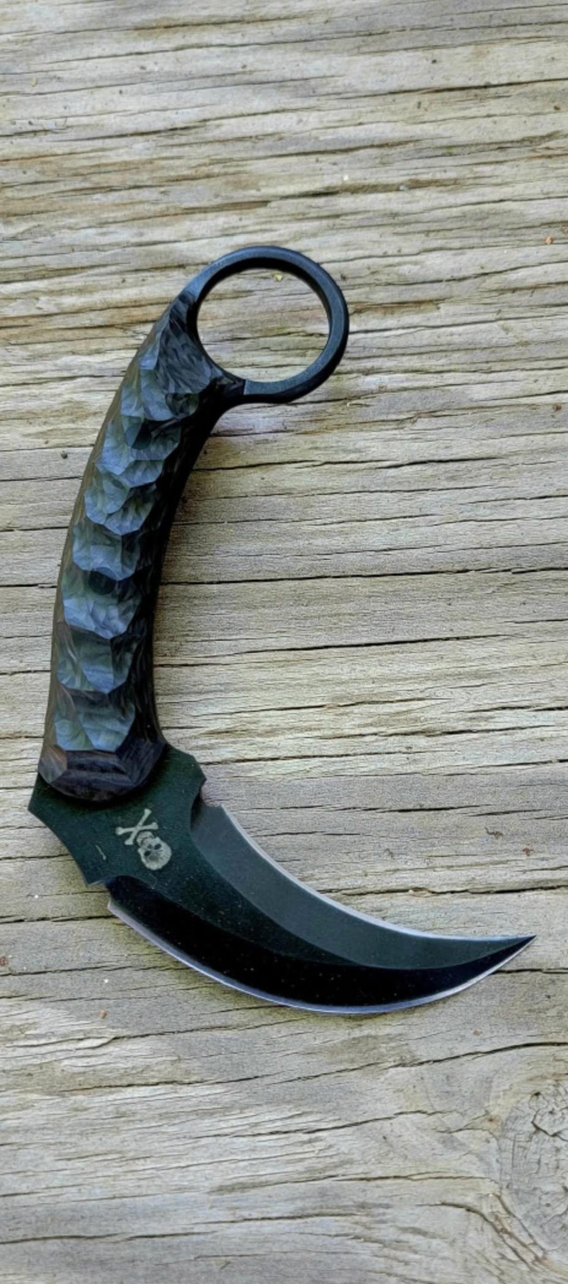 D2 Steel Karambit Knife: Micarta Handle, Leather Sheath - Etsy