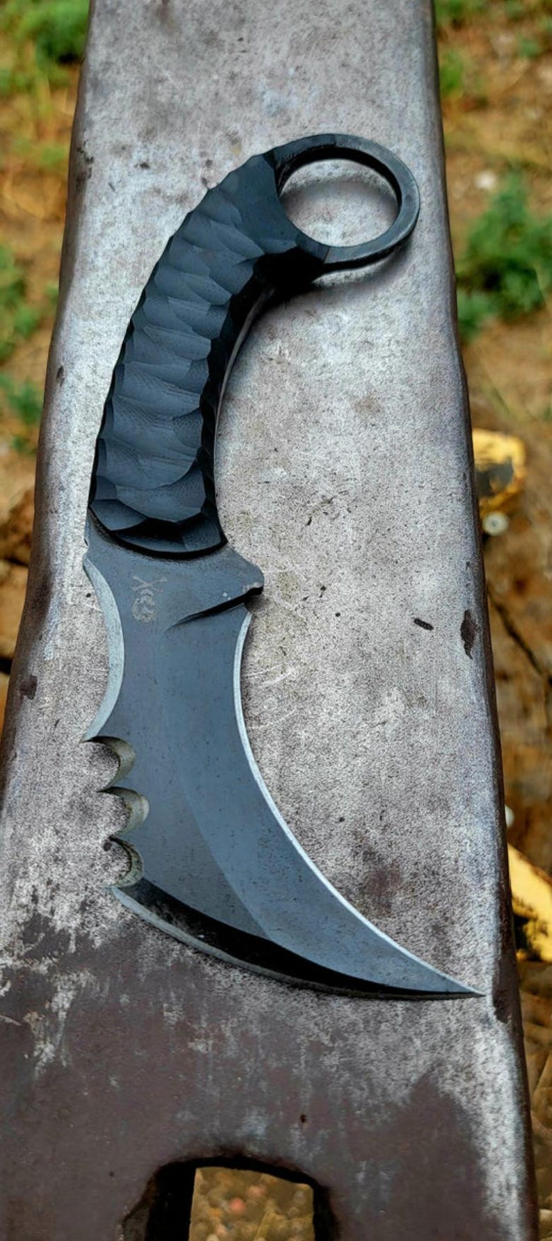 D2 Steel Karambit Knife: Micarta Handle, Leather Sheath - Etsy